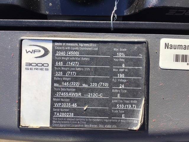 2014 Electric Crown WP3035-45 Electric Walkie Pallet Jack