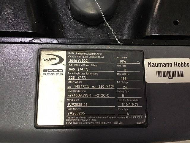 2014 Electric Crown WP3035-45 Electric Walkie Pallet Jack