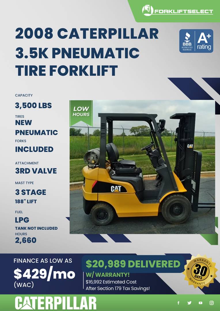 2008 LP Gas Cat Pneumatic Tire 4 Wheel Sit Down | Eliftruck