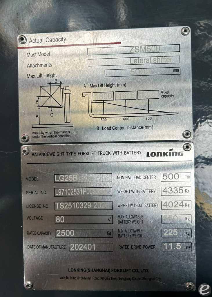 2024 Electric Lift Hero LG25B MODEX Pneumatic Tire 4 Wheel Sit Down