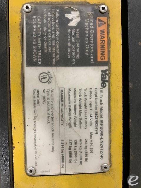 2015 Electric Yale MPB040-E Electric Walkie Pallet Jack