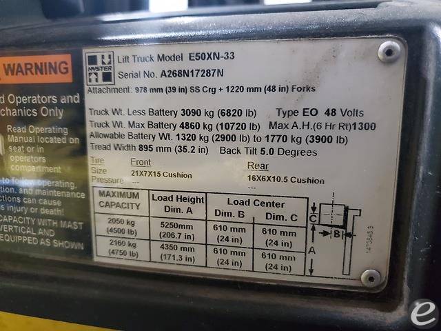 2015 Electric Hyster Forklifts E50XN - 123Forklift
