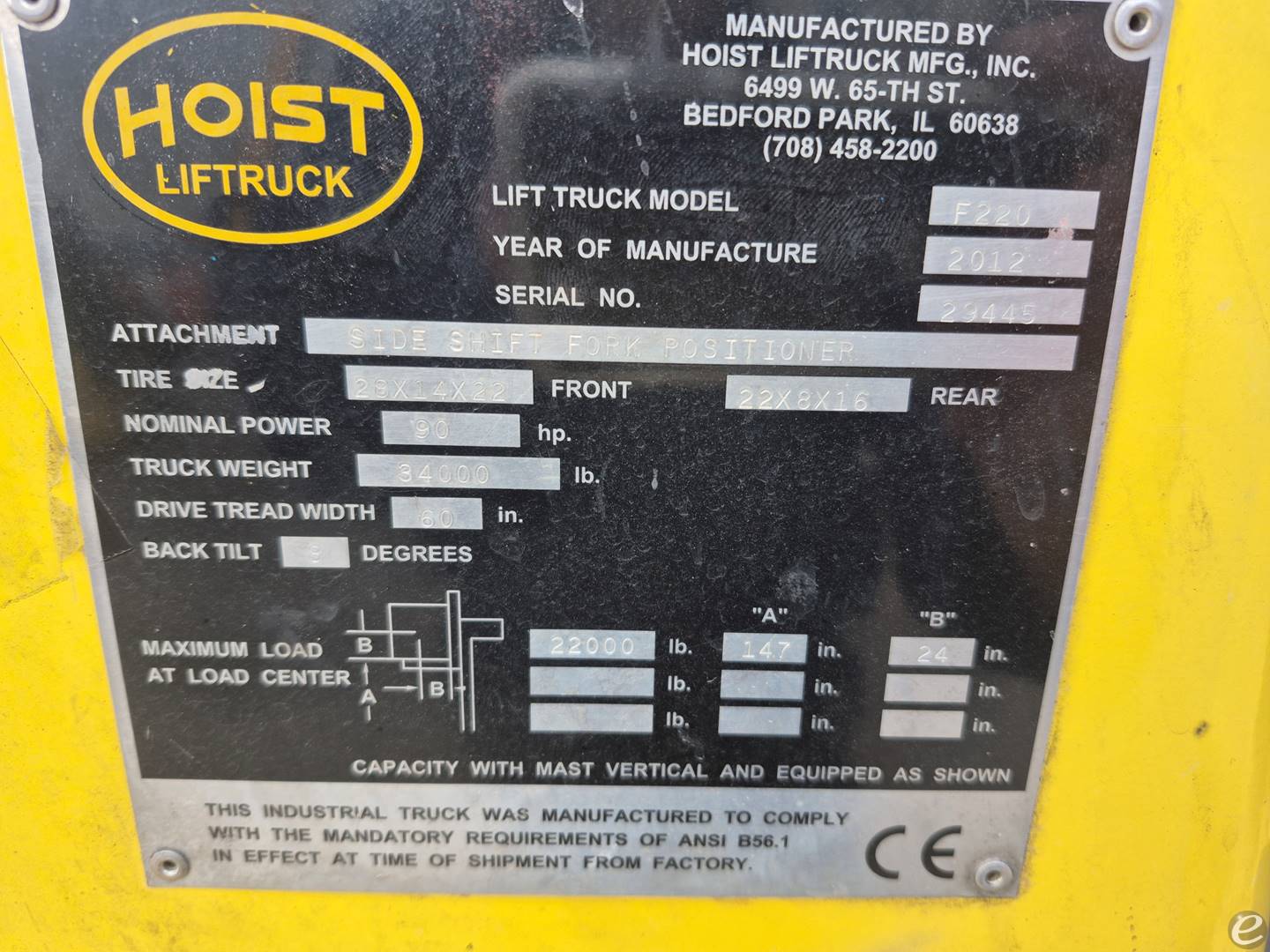 2012 LP Gas Hoist Liftruck Cushion Tire 4 Wheel Sit Down (Indoor ...