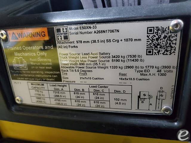 2015 Electric Hyster Forklifts E50XN - 123Forklift