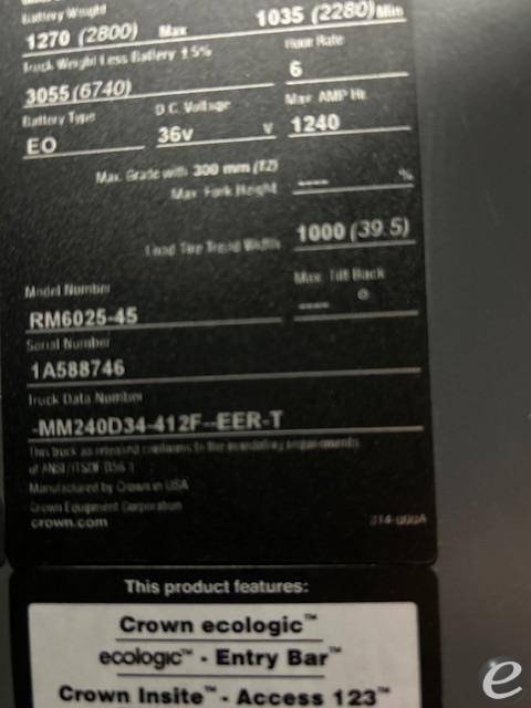 2020 Electric Crown Reach Trucks RM6025-45 - 123Forklift