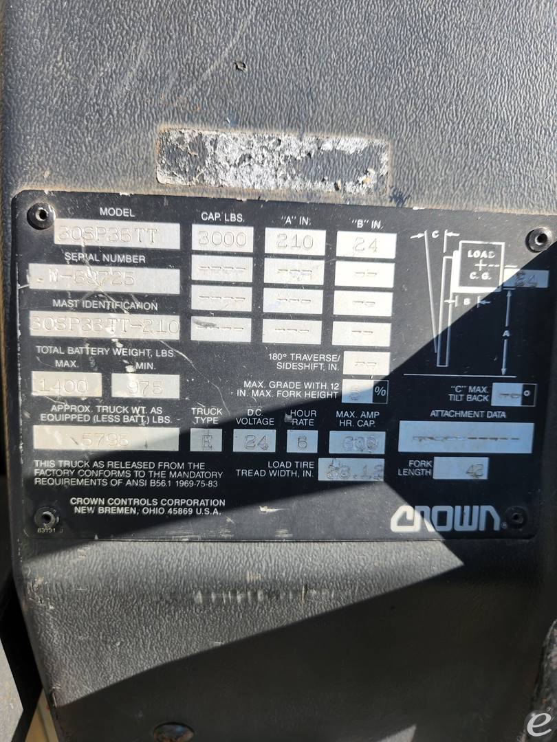 1987 Electric Crown 30SP36TT Electric Order Picker