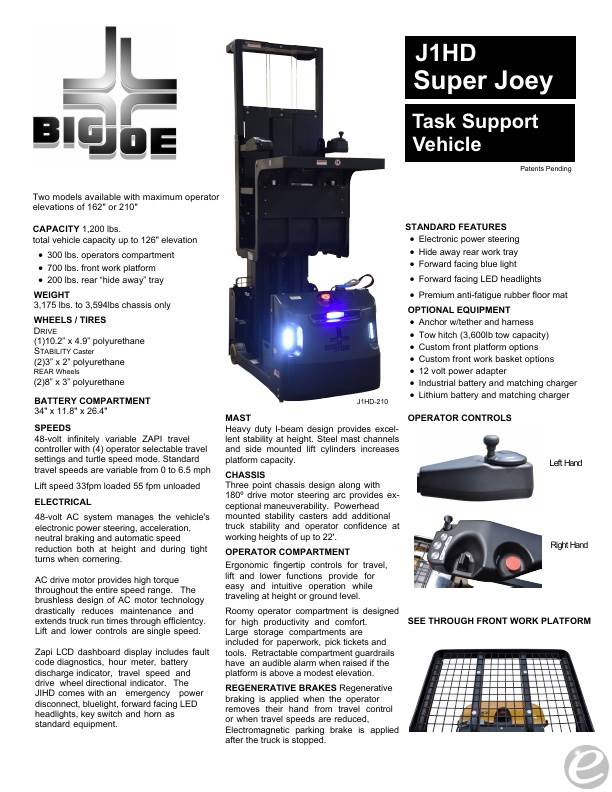 2024 Electric Big Joe Electric Order Picker | Eliftruck