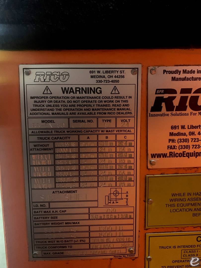 2016 Electric Rico Forklift | Eliftruck