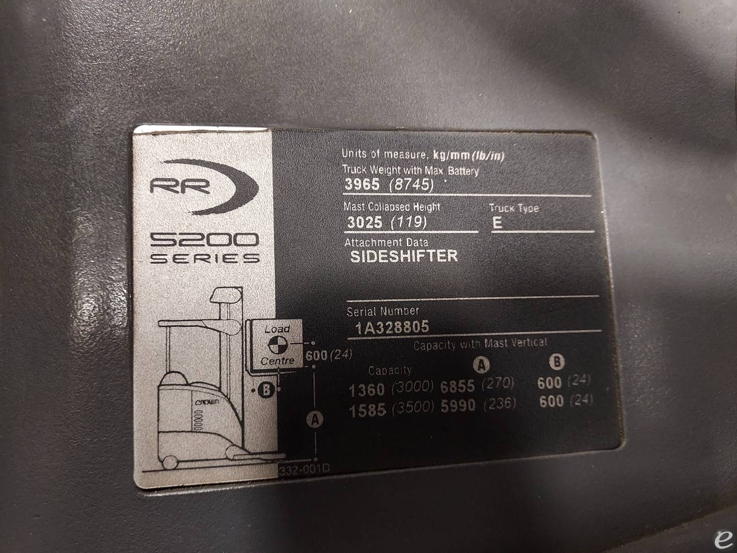 2007 Electric Crown RR5225-35 Electric Narrow Aisle Single Reach