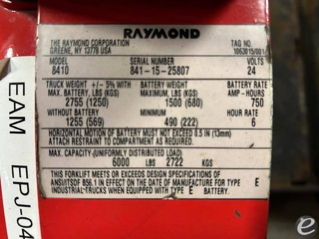 2015 Electric Raymond Sit Down Rider 8410 - 123Forklift