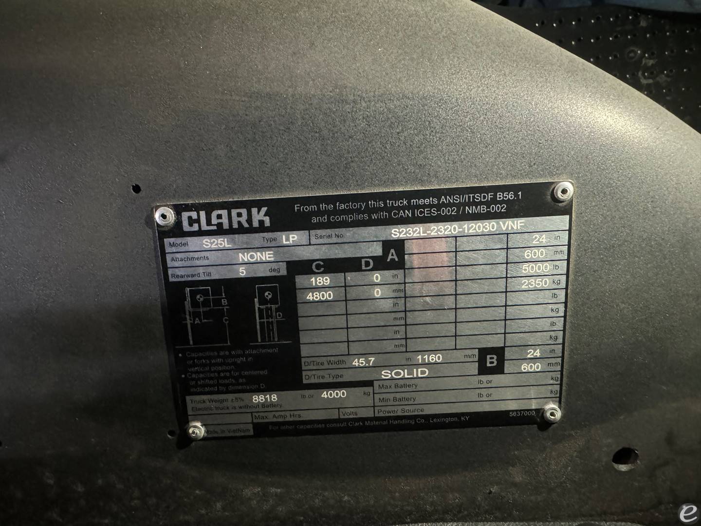 2023 LP Gas Clark S25 Pneumatic Tire 4 Wheel Sit Down