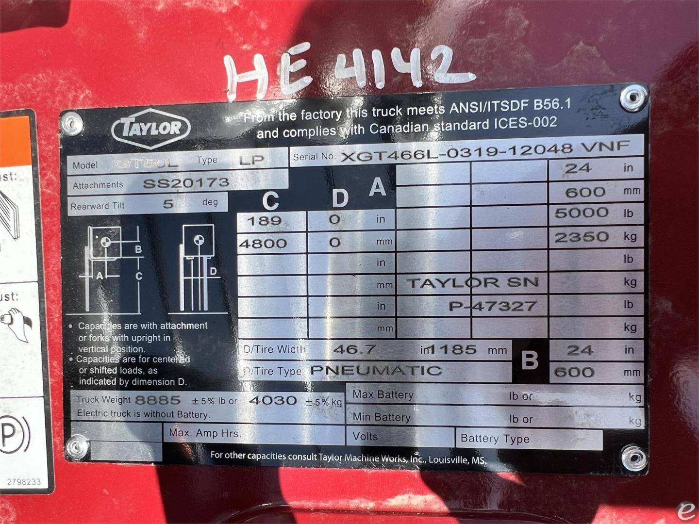 2023 LP Gas Taylor Pneumatic Tire 4 Wheel Sit Down | Eliftruck