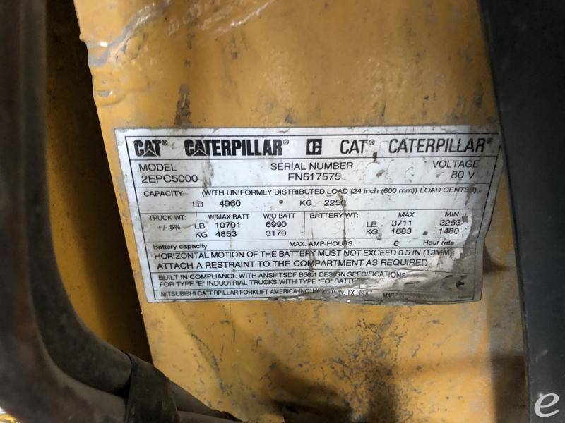 2016 Electric Cat 2EPC5000 Electric Pneumatic Tire 3 & 4 Wheel Sit Down