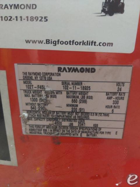 2011 Electric Raymond 102T-F45L Electric Walkie Pallet Jack