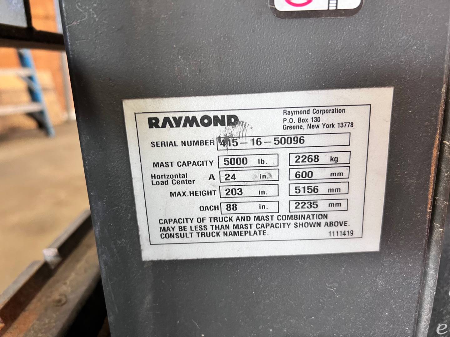 2016 Electric Raymond Sit Down Rider 415-C30TT - 123Forklift