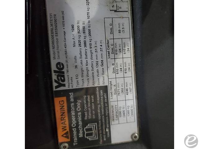 2018 Electric Yale Sit Down Rider NDR030EB - 123Forklift