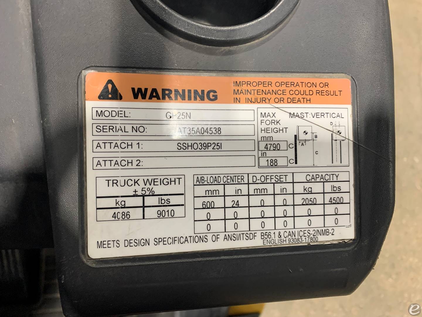 2017 LP Gas Cat GP25N5 Pneumatic Tire 4 Wheel Sit Down