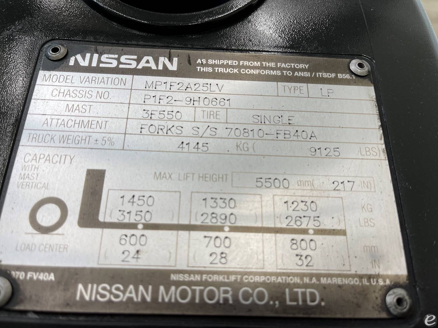 2007 LP Gas Nissan PF50 Pneumatic Tire 4 Wheel Sit Down
