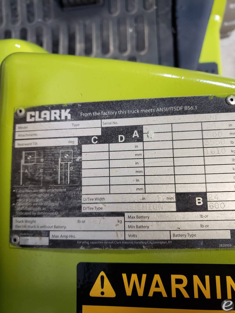 2013 LP Gas Clark Cushion Tire 4 Wheel Sit Down (Indoor Warehouse ...