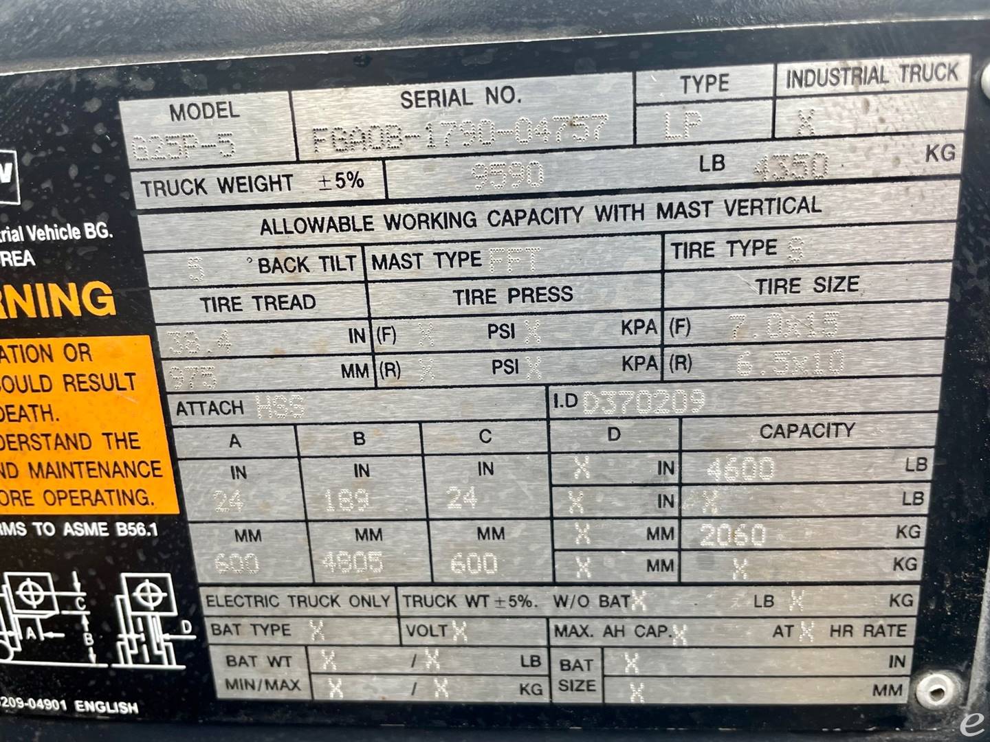 2016 LP Gas Doosan G25P-5 Pneumatic Tire 4 Wheel Sit Down