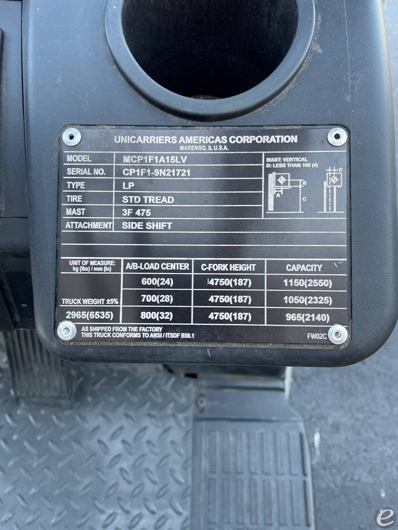 2018 LP Gas Unicarriers MCP1F1A15LV Cushion Tire 4 Wheel Sit Down ...