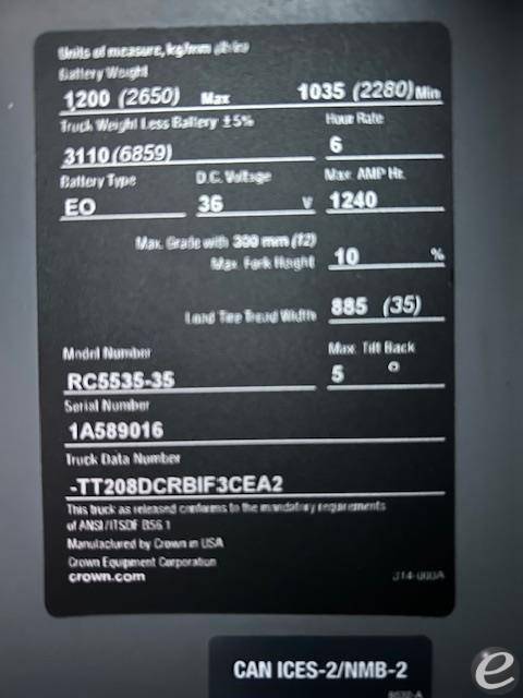 2020 Electric Crown Forklifts RC5535-35 - 123Forklift