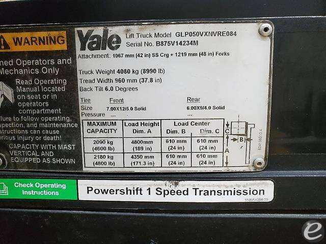 2014 LP Gas Yale Sit Down Rider GP050VX - 123Forklift