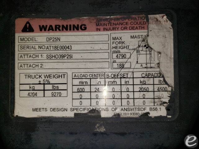 2015 Diesel Cat DP25N Pneumatic Tire 4 Wheel Sit Down