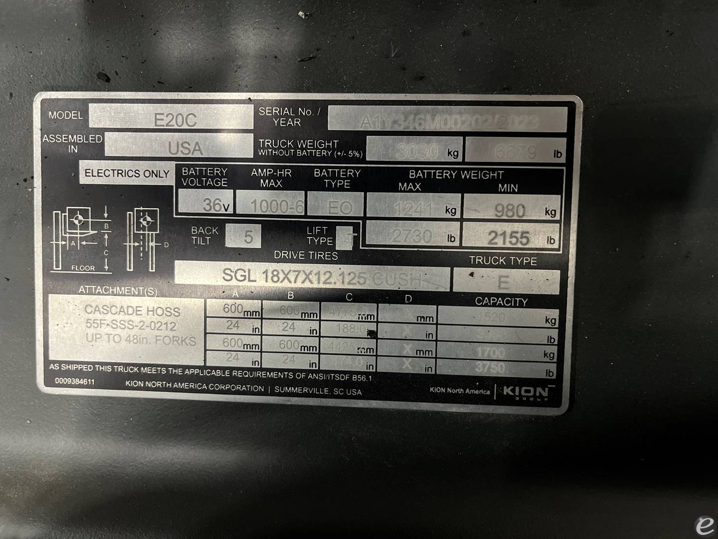 2023 Electric Linde E20C Cushion Tire 4 Wheel Sit Down (Indoor Warehouse)