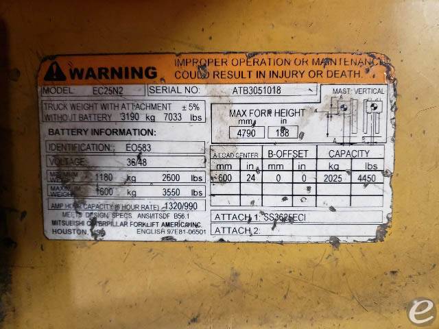 2016 Electric Cat EC25N2 Electric 4 Wheel Sit Down