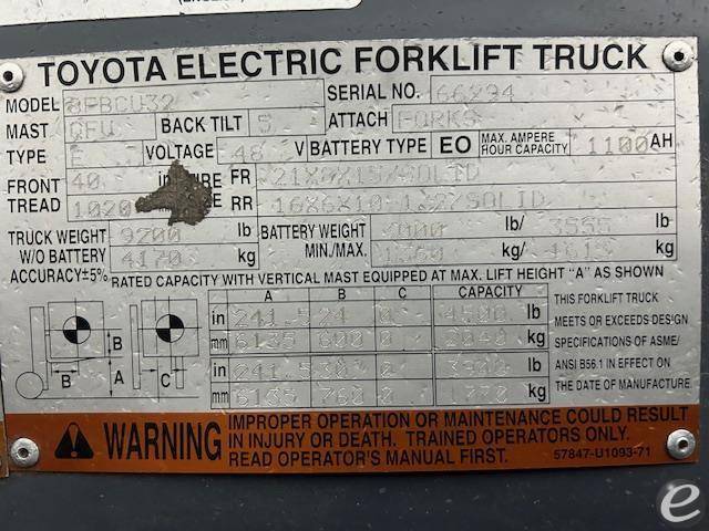 2017 Electric Toyota Forklifts 8FBCU32 - 123Forklift