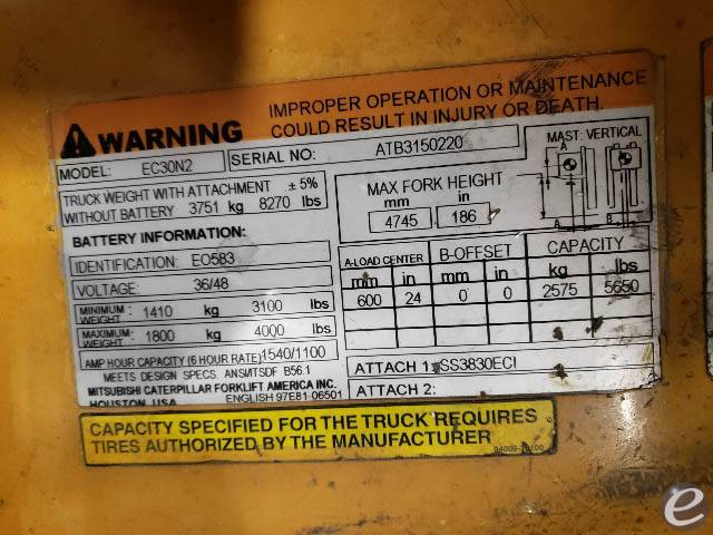 2014 Electric Cat EC30N2 Electric 4 Wheel Sit Down