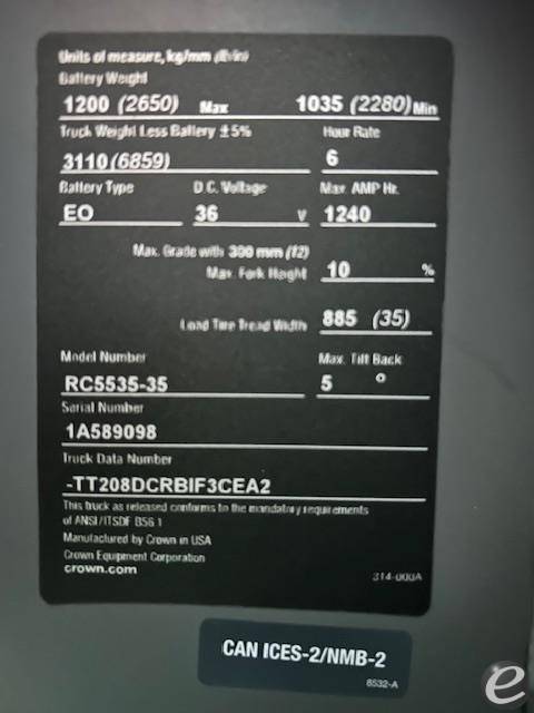 2020 Electric Crown Forklifts RC5535-35 - 123Forklift