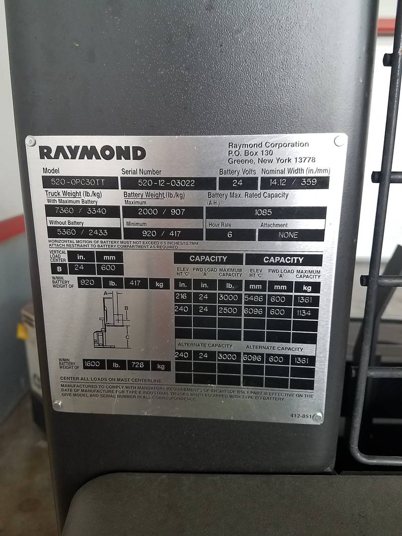 2012 Electric Raymond 520-OPC30TT Electric Order Picker