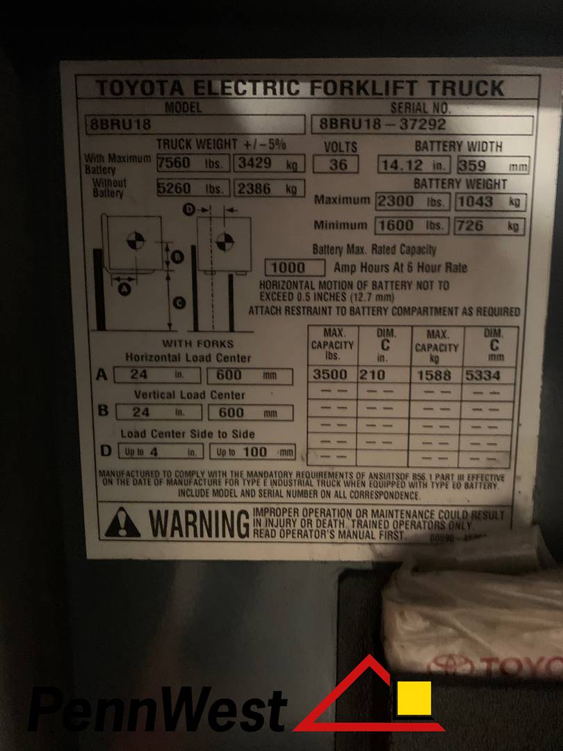 2014 Electric Toyota 8BRU18 Electric Narrow Aisle Single Reach